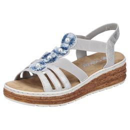 Rieker Damen Plateausandale Sandalette, Sommerschuh, Schlupfschuh mit seitlichen Gummiz&uuml;gen grau 40