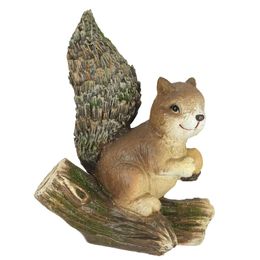 I.GE.A. Dekofigur &raquo;Eichh&ouml;rnchen auf Baumstamm&laquo; Tierfigur Gartendeko Herbstdeko Winterdeko Statue Tierfigur Skulptur braun Polyresin