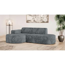 OTTO home Ecksofa &raquo;ADELLA XL Design-Sofa mit Recamiere rechts/links, 263/159/76 cm&laquo; L-Form XL mit Wellenunterfederung, runde Form, auch in Cord grau 