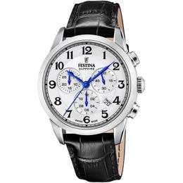 Festina Herren Chronograph &raquo;Swiss Made Collection&laquo; Armbanduhr, Quarzuhr, Herrenuhr, Lederarmband, Saphirglas, Swiss Made schwarz