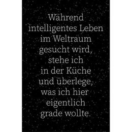 queence Wanddekoobjekt &raquo;Weltraum und K&uuml;che&laquo; Stahlschild, Blechschild, Spruch, Witzig, Wanddeko, retro, 20x30cm schwarz Stahl