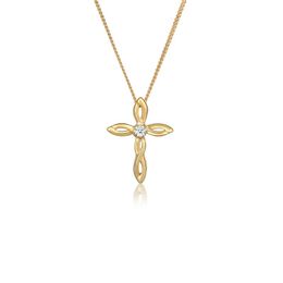 Elli DIAMONDS Damen Elli DIAMONDS Collierkettchen &raquo;Kreuz Diamant Wei&szlig; Brillantschliff (0.03ct) 585 Gelbgold&laquo; gold