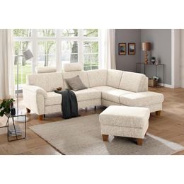 Home Affaire Ecksofa &raquo;Alta L-Form&laquo; mit Federkern und Kontrastnaht, F&uuml;&szlig;e Buche eichefarben beige Struktur ( 100% Polyester);Struktur fein ( 100% 