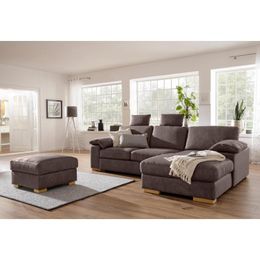 Home Affaire Ecksofa &raquo;Ventura L-Form&laquo; wahlweise mit Bettfunktion und Bettfunktion/Bettkasten braun Luxus-Microfaser in Lederoptik (100% Polyester);