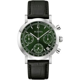 Bulova Herren Chronograph Quarzuhr, Armbanduhr, Herrenuhr, Lederarmband, analog, Tag
