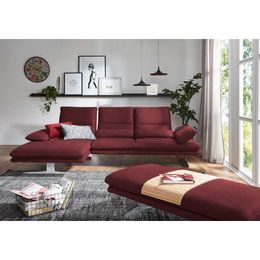 W.Schillig Ecksofa &raquo;broadway, Designsofa mit tollem Sitzkomfort, L-Form&laquo; Sitztiefenverstellung, Kopfteil- & Seitenteilverstellung, Breite 291cm rot 