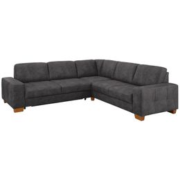 Home Affaire Ecksofa &raquo;Puccini L-Form&laquo; mit Federkern, Sitztiefenverstellung, Kontrastnaht grau Luxus-Microfaser Lederoptik (100% Polyester);Luxus-