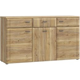 FORTE Sideboard &raquo;Akinori&laquo; Sideboard, Holzoptik, MDF Front, Metallgriffe, Soft Close, Vollauszug braun Spanplatte