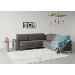 Sit & More sit&more Ecksofa &raquo;Sinatra L-Form&laquo; optinal mit Kopfteilverstellung und Armteilfunktion, Metallf&uuml;&szlig;e grau 100% Polyester