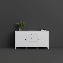 Home Affaire Sideboard &raquo;Madrid, Aufbewahrung, Schubladenschrank, Sideboard,&laquo; mit 2 T&uuml;ren und 3 Schubladen, Breite 151 cm, H&ouml;he 80 cm wei&szlig; Spanplatte