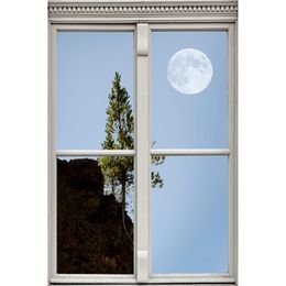 queence Wandsticker &raquo;Vollmond&laquo; Wandsticker, Wandbild, selbstklebend, 3D, Fenster blau