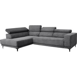 Alina Ecksofa &raquo;Hikari&laquo; wahlweise mit Sitzvorzug, in modernem Cordstoff, Breite 302 cm grau Cord GCT (92% Polyester, 8% Nylon)