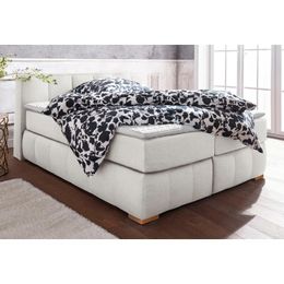 Home Affaire Boxspringbett &raquo;Chelles&laquo; inkl. Kaltschaumtopper, in 5 Breiten und 3 Matratzenarten beige Samtoptik (100% Polyester);Bezug der 