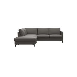 FLEXLUX Ecksofa &raquo;Fiore, L-Form&laquo; schmale Armlehnen, F&uuml;&szlig;e Alu/schwarz, B/T 234/225cm, Kaltschaum im Sitz grau 100% Echteder
