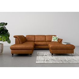 Sit & More sit&more Ecksofa &raquo;Maggiore L-Form&laquo; wahlweise mit Kopfteilverstellung, Bettfunktion und Stauraum braun 100% Polyester