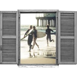 queence Wandtattoo &raquo;Surfer&laquo; Wandsticker, Wandbild, selbstklebend, 3D, Fenster wei&szlig;