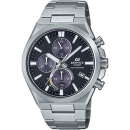 CASIO EDIFICE Herren CASIO EDIFICE Chronograph Solaruhr, Armbanduhr, Herrenuhr, Saphirglas, Edelstahlarmband silber