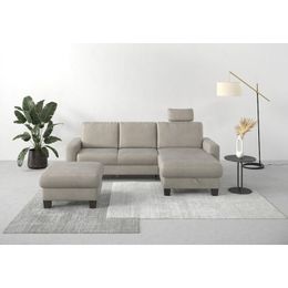 Home Affaire Ecksofa &raquo;Summer L-Form&laquo; mit Recamiere, mit oder ohne Bettfunktion und Bettkasten, Cord-Bezug grau 95% Polyester, 5% Polyamid
