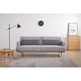 Salesfever Schlafsofa &raquo;Malm&ouml; - Komfortabler 2,5-Sitzer inklusive Zierkissen&laquo; mit Schlaffunktion, Breite 214 cm grau Webstoff (100% Polyester), 