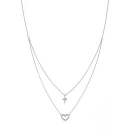 Firetti Damen Kette mit Anh&auml;nger &raquo;Schmuck Geschenk Silber 925 Halsschmuck Halskette Ankerkette Kreuz&laquo; mit Zirkonia (synth.) silber