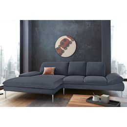 W.Schillig Ecksofa &raquo;enjoy&MORE, Designsofa, elegant und bequem, L-Form&laquo; mit Sitztiefenverstellung, F&uuml;&szlig;e silber matt, Breite 310 cm blau Chenille-