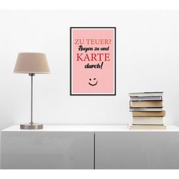 queence Metallbild &raquo;Karte durch&laquo; Schriftzug Schriftz&uuml;ge 1 Stk. tlg. Stahlschilder rot Metall, Stahl