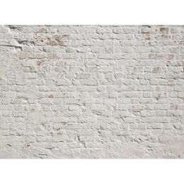 Livingwalls living walls Fototapete &raquo;Designwalls Brick White&laquo; glatt Vlies, Wand, Schr&auml;ge, Decke grau Vlies
