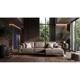 OTTO home Ecksofa &raquo;Polsterecke Oland, Struktur, Flachgewebe, Luxus-Microfaser, Boucle&laquo; L-Form, 280 cm, Wellenunterfederung, Skandi-Design, Metallf&uuml;&szlig;e 