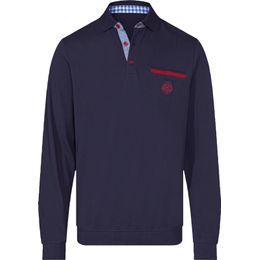 Marco Donati Herren Langarm-Poloshirt in Pikee-Qualit&auml;t marine-dunkelrot, Gr&ouml;&szlig;e 52/54