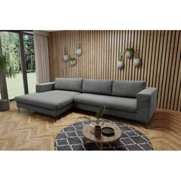 DOMO collection Ecksofa &raquo;Modica, zeitlos und elegant, L-Form&laquo; moderne Optik mit extrabreiter Recamiere, auch in Cord grau 100% Polyester