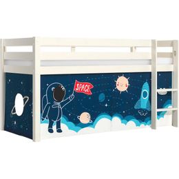 Vipack Spielbett &raquo;Pino, Kiefer massiv, mit Rolllattenrost u. Textil-Set, Made in Europe&laquo; B/H/T ca. 210x114x106cm, mit Leiter und Absturzschutz, verschiedene 