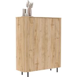 Home Affaire Highboard &raquo;Murano, B/H 131/154 cm, 2 T&uuml;ren, Stauraumschrank, Hochkommode&laquo; Formgebogenes MDF, Stirnseiten mit Rundung, F&uuml;&szlig;e und Griffe aus