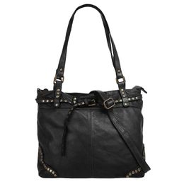 Samantha Look Damen Shopper echt Leder, Made in Italy schwarz