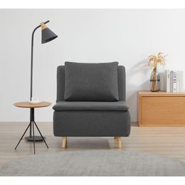 OTTO home Sessel &raquo;AINSLEY - OTTO. Verl&auml;ssliche Qualit&auml;t.&laquo; wandelbar zum G&auml;stebett, Schlafliege, Webstoff u. Cord-Bezug grau 100% Polyester