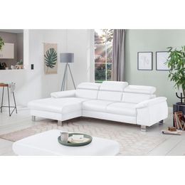 COTTA Ecksofa &raquo;Komaris L-Form, B: 244 cm&laquo; mit Kopfteilverstellung, optional Bettfunktion, Bettkasten & Licht wei&szlig; Microfaser PRIMABELLE (100% 