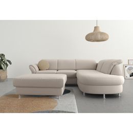 Sit & More sit&more Ecksofa &raquo;Apulia L-Form&laquo; wahlweise Bettfunktion, Bettkasten und Kopf- und Armteilverstellung grau Webstoff (100% Polyester);Struktur weich (90