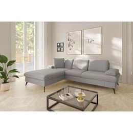 Sit & More sit&more Ecksofa &raquo;Morris Jubi L-Form, B: 247 cm&laquo; mit Armteilfunktion & 1 Zierkissen, optional Bettfunktion grau 95% Polyester, 5% Polyamid