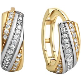 Firetti Damen Paar Creolen &raquo;Schmuck Geschenk Gold 375 Ohrschmuck Ohrringe bicolor&laquo; mit Zirkonia (synth.) gelb