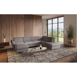 Home Affaire Wohnlandschaft &raquo;Calypso U-Form&laquo; wahlweise mit motorischer Relaxfunktion grau 100%Polyester