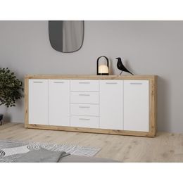 FORTE Sideboard &raquo;Baccio&laquo; Breite ca. 197 cm, 4 T&uuml;ren, 4 Schubladen wei&szlig; Holzwerkstoff