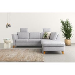 Home Affaire Ecksofa &raquo;Trelleborg L-Form&laquo; Federkern-Polsterung, wahlweise mit Bettfunktion und Stauraum silber 100% Polyester