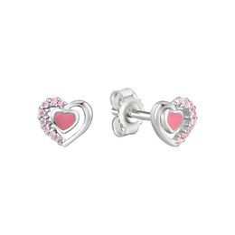 Vivance Damen Paar Ohrstecker &raquo;925/- Sterling Silber rhodiniert Herz Zirkonia&laquo; wei&szlig;