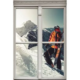 queence Wandsticker &raquo;Skifahrer&laquo; Wandsticker, Wandbild, selbstklebend, 3D, Fenster bunt