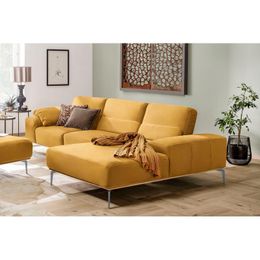 W.Schillig Ecksofa &raquo;run, Designsofa mit tollem Sitzkomfort, bequem, L-Form&laquo; mit elegantem Holzsockel, F&uuml;&szlig;e in Silber matt, Breite 319 cm gelb Longlife