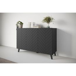 Home Affaire Sideboard &raquo;Phuket, Front MDF&laquo; Modernes Sideboard mit 6 F&auml;chern, Breite 120 cm schwarz