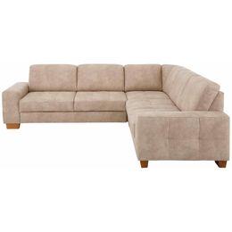 Home Affaire Ecksofa &raquo;Puccini L-Form&laquo; mit Federkern, Sitztiefenverstellung, Kontrastnaht beige Luxus-Microfaser Lederoptik (100% Polyester);Luxus-