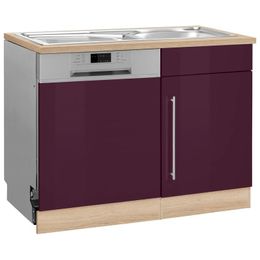 KOCHSTATION Sp&uuml;lenschrank &raquo;KS-Samos&laquo; 110 cm breit, inkl. T&uuml;r/Sockel f&uuml;r Geschirrsp&uuml;ler lila