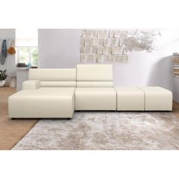 Egoitaliano Ecksofa &raquo;Babouche, Designsofa mit au&szlig;ergew&ouml;hnlichem Sitzkomfort zum Wohlf&uuml;hlen&laquo; beige Leder &raquo;BULL&laquo; (echtes Rindsleder). Geschliffenes, pigmentiertes 