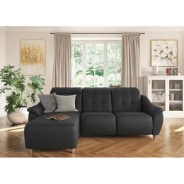 Home Affaire Ecksofa &raquo;Boston L-Form&laquo; Kopfteilverstellung an jeder Sitzfl&auml;che, wahlweise Relaxfunktion schwarz Struktur (100% Polyester);Luxus-