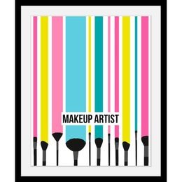 queence Bild &raquo;Makeup Artist&laquo; Fashion Kunst Schriftzug Schriftz&uuml;ge HD Premium Poster-Druck inkl. Holzrahmen bunt Acrylglas, Holz, Papier